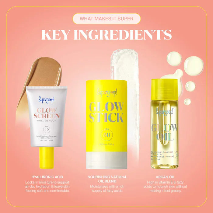 PRE-VENTA - Supergoop! Destination Glow SPF Kit – Glamour Makeup Cosmetics